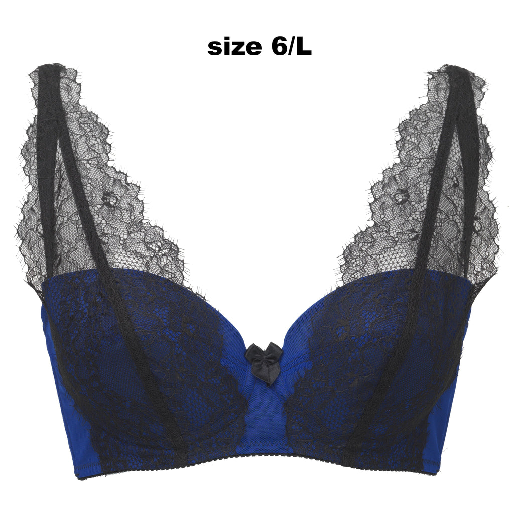 ECLIPSE | Non-wired lace triangular bra - BLUE – AKIKO OGAWA. Lingerie